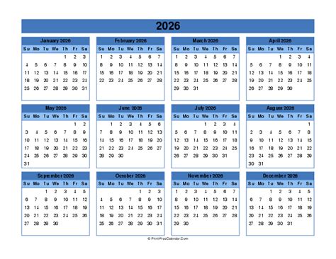 2026 Calendar Printable Editable Free