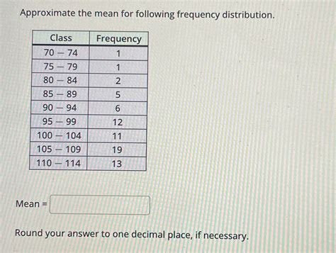 [solved] No Missing Info Approximate The Mean For Following Frequency Course Hero