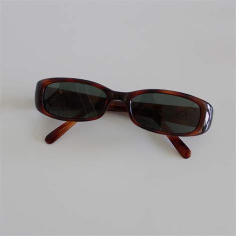 Authentic Vintage 90s Slim Tortoise Rectangle Sunglasses Etsy