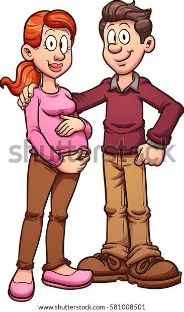 Caricatura De Una Pareja Embarazada Ilustración Vector De Stock