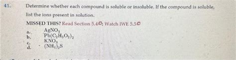 Solved Determine Whether Each Compound Is Soluble Or Chegg