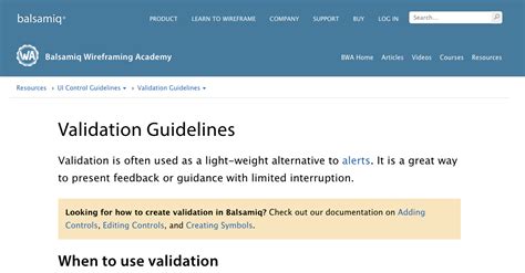 Validation Guidelines Wireframing Academy Balsamiq
