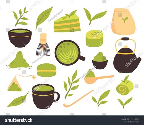Matcha Tea Vector Set Organic Tea Stock Vector Royalty Free