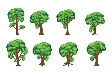 Cute Tree Shape Illustration Set Graphic By CacingTanahDesign Creative Fabrica
