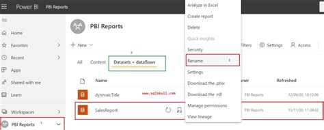 Rename A Dataset In Power Bi Service Sql Bi Tutorials
