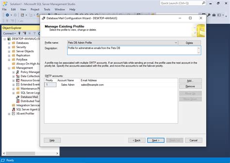 Update A Database Mail Profile Ssms