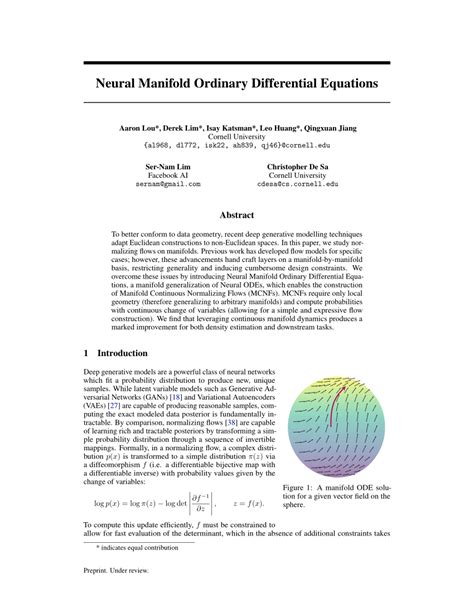 PDF Neural Manifold Ordinary Differential Equations