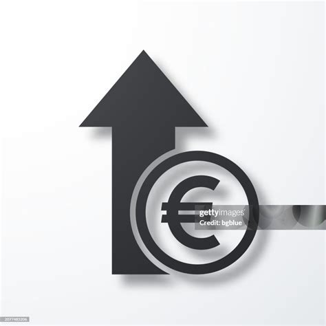 Euro Increase Icon With Shadow On White Background High Res Vector