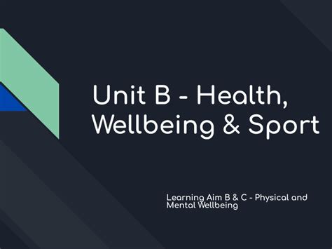 Pearson Btec Level 3 Nationals In Sports Unit B Health Wellbeing And Sport La Bandc Teaching