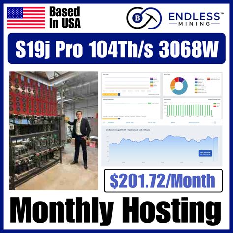 Antminer S19j Pro 104Th 3068Watts monthly hosting payment ...