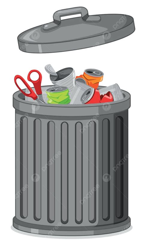 Isolated Metallic Trash Can Object Clean Design Vector Object Clean