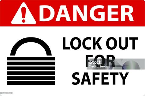 Danger Lock Out Label Sign On White Background Stock Illustration
