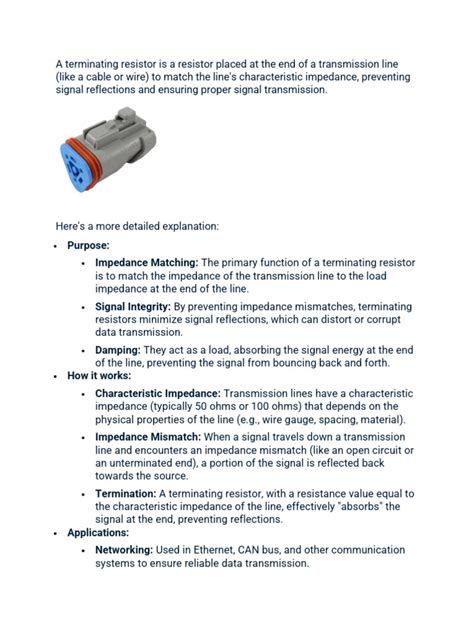 A Terminating Resistor And Can Bus Pdf Resistor Transmission Line