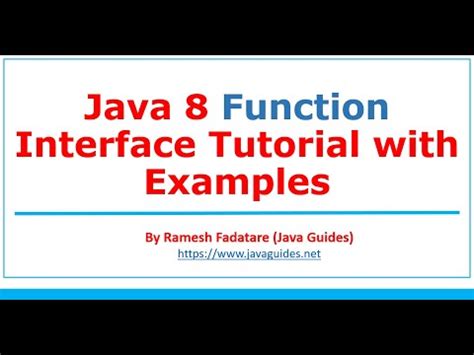 Java Function Interface Tutorial With Examples Lambda Expression YouTube