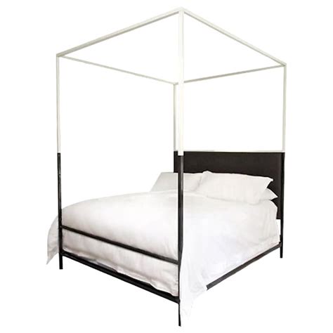 King Size Venetian Iron Canopy Bed With Upholstered Antique Linen Headboard At 1stdibs King
