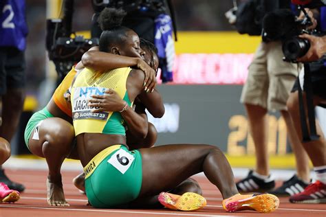 Shericka Jackson Receives Hugs From Rival Shacarri Richardson On