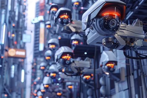 Premium Photo Closeup Of Smart City Surveillance Cameras