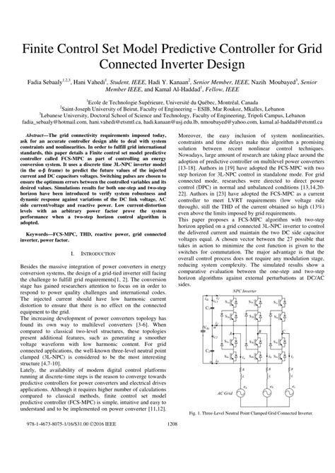 pdf finite control set model predictive controller for grid connected