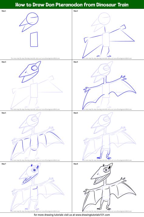 How To Draw Don Pteranodon From Dinosaur Train Dinosaur Train Step By