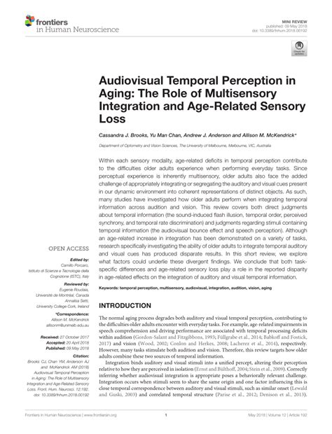 (PDF) Audiovisual Temporal Perception in Aging: The Role of ...