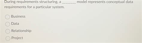solved during requirements structuring a model represents