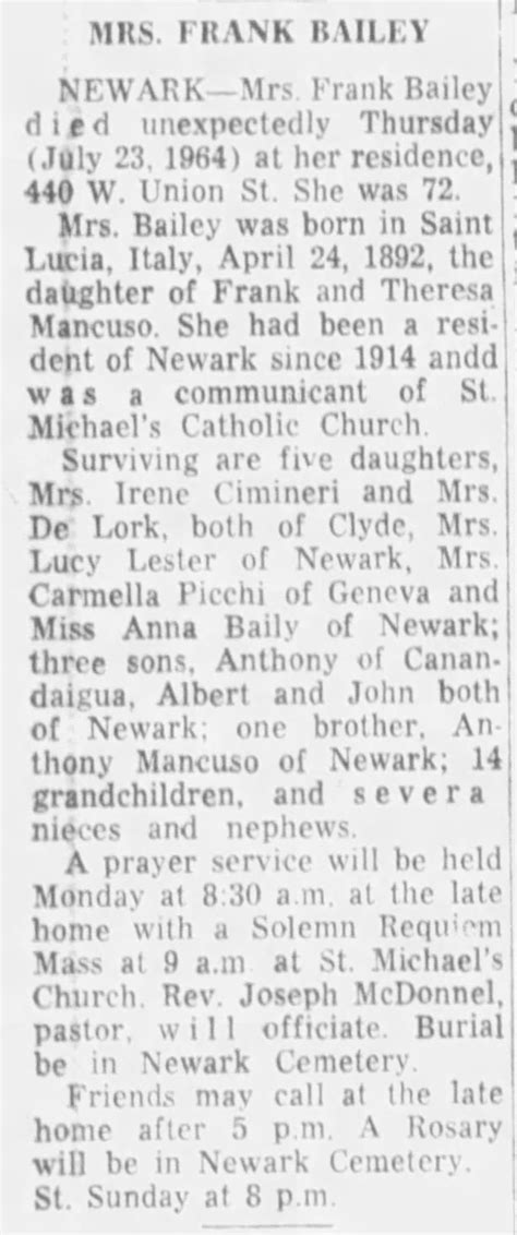 Magdalena Mancuso Bailey 1892 1964 Find A Grave Memorial