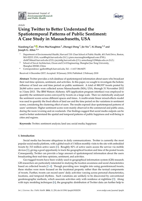 Pdf Using Twitter To Better Understand The Spatiotemporal Patterns Of