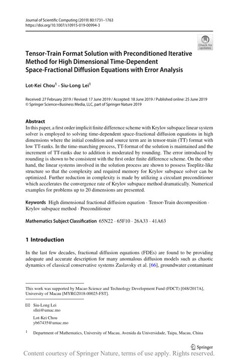 Tensor Train Format Solution With Preconditioned Iterative Method For High Dimensional Time
