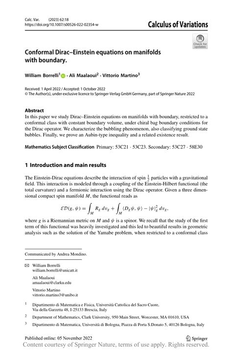 Conformal Diraceinstein Equations On Manifolds With Boundary