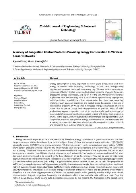 Pdf A Survey Of Congestion Control Protocols Providing Energy Conservation In Wireless Sensor
