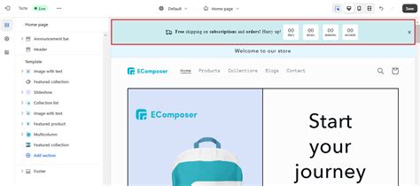 how to create a custom shopify header section ecomposer