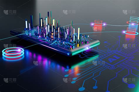 智能城市和人工智能或ai系统控制的技术概念，智能手机上的等距3d城镇，与移动设备，与增强现实和ar技