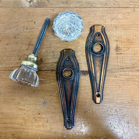 Antique Gothic Revival And Glass Doorknob Set Historic House Salvage