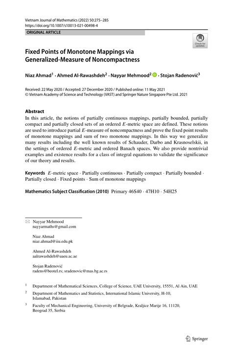 Pdf Fixed Points Of Monotone Mappings Via Generalized Measure Of Noncompactness