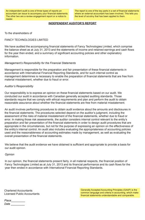 Audit Report Example Free Report Examples Introductory Paragraph Audit Financial Statement