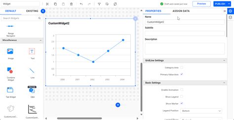 how to add a custom line chart widget with row level drill down