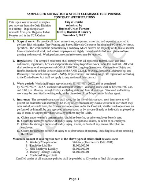 PROPOSED TREE PRUNING CONTRACT SPECIFICATIONS Doc Template PdfFiller