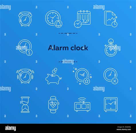 Alarm Clock Line Icon Set Stock Vector Image And Art Alamy