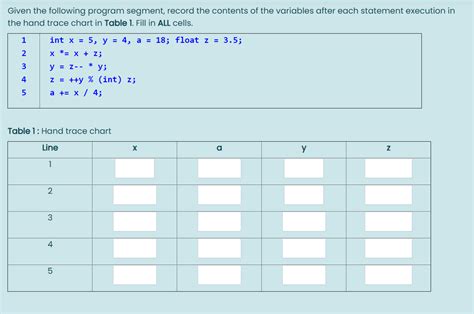 Solved Given The Following Program Segment Record The Chegg