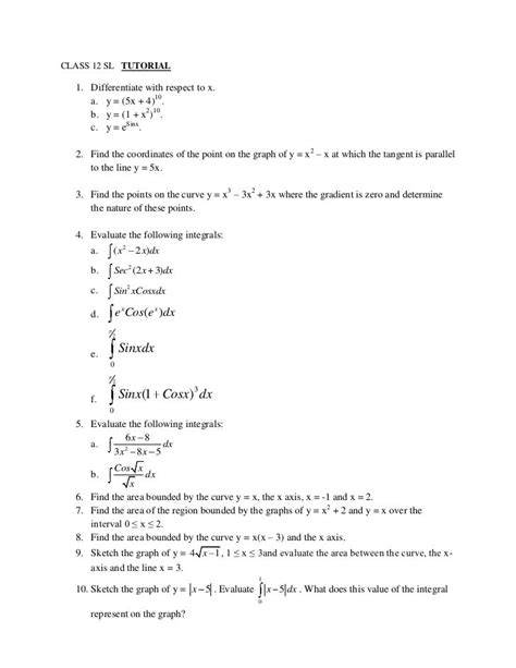 Integration Worksheet