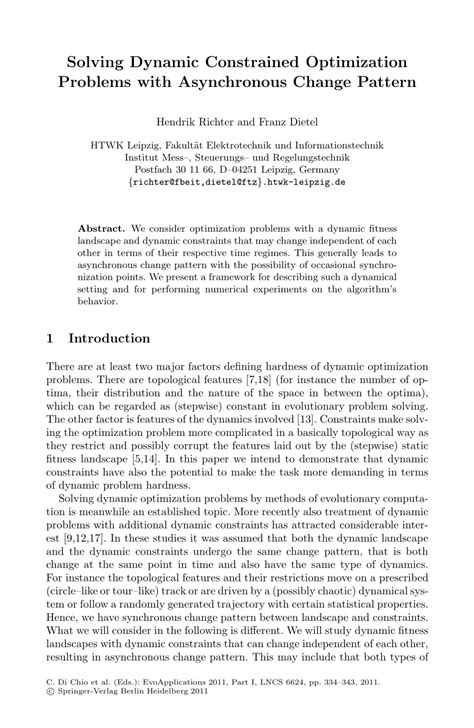 Pdf Solving Dynamic Constrained Optimization Problems With