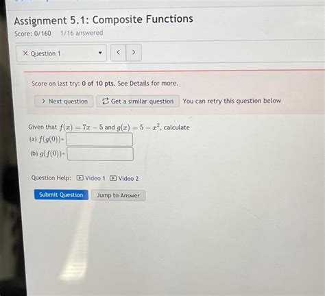solved assignment 5 1 composite functions score 0 160 1 16