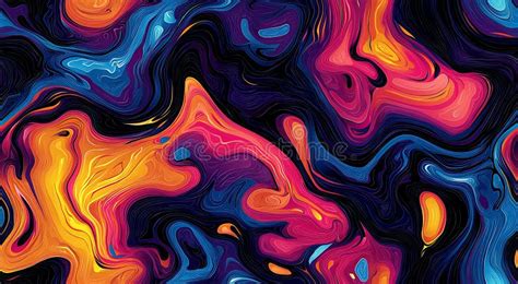 Abstract Psychedelic Pattern With Swirling Colors And Shapes Stock