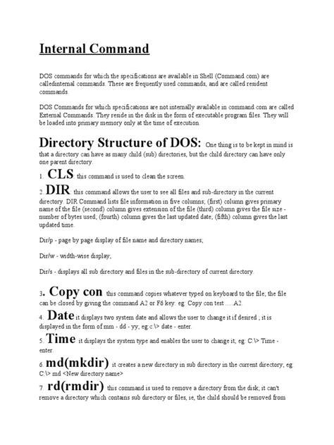 Internal And External Dos Commands Pdf Computer File Floppy Disk