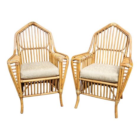 Bamboo Cathredral Back Armchairs Pair Chairish