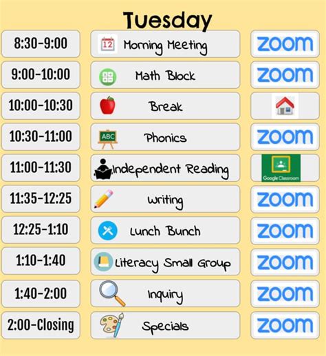 Clickable Schedule With Visuals Editable By Thirdgrade 4ever Tpt