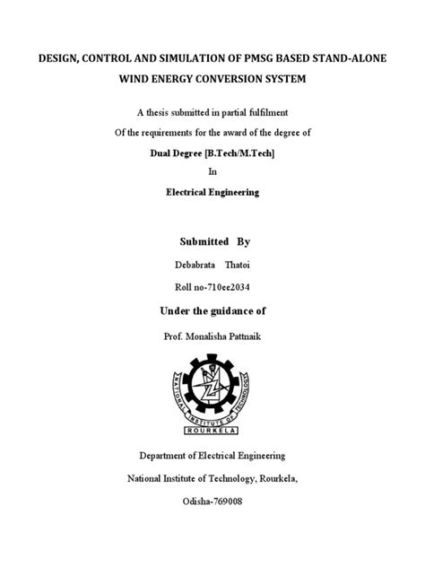 thesis design control and simulation of pmsg based stand alone pdf