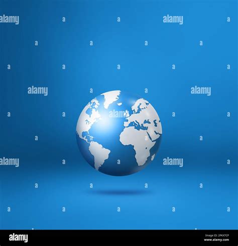 World Globe Earth Map Floating Over A Blue Background 3d Isolated