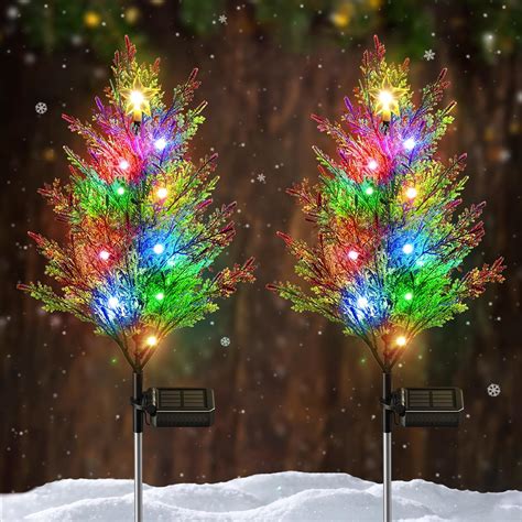 2 Pack Solar Christmas Tree Pathway Lights Outdoor