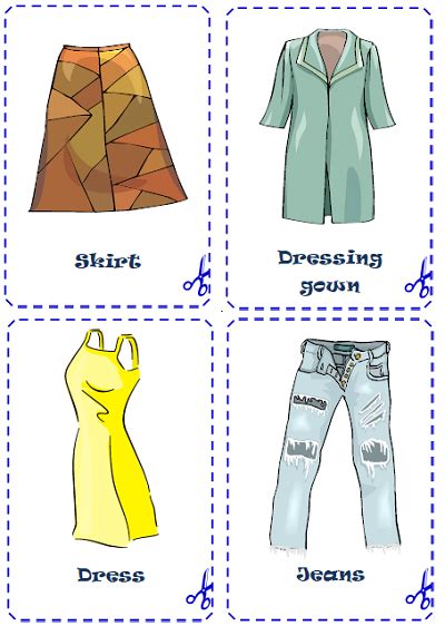 Карточки на английском по теме "Одежда" (Clothes)